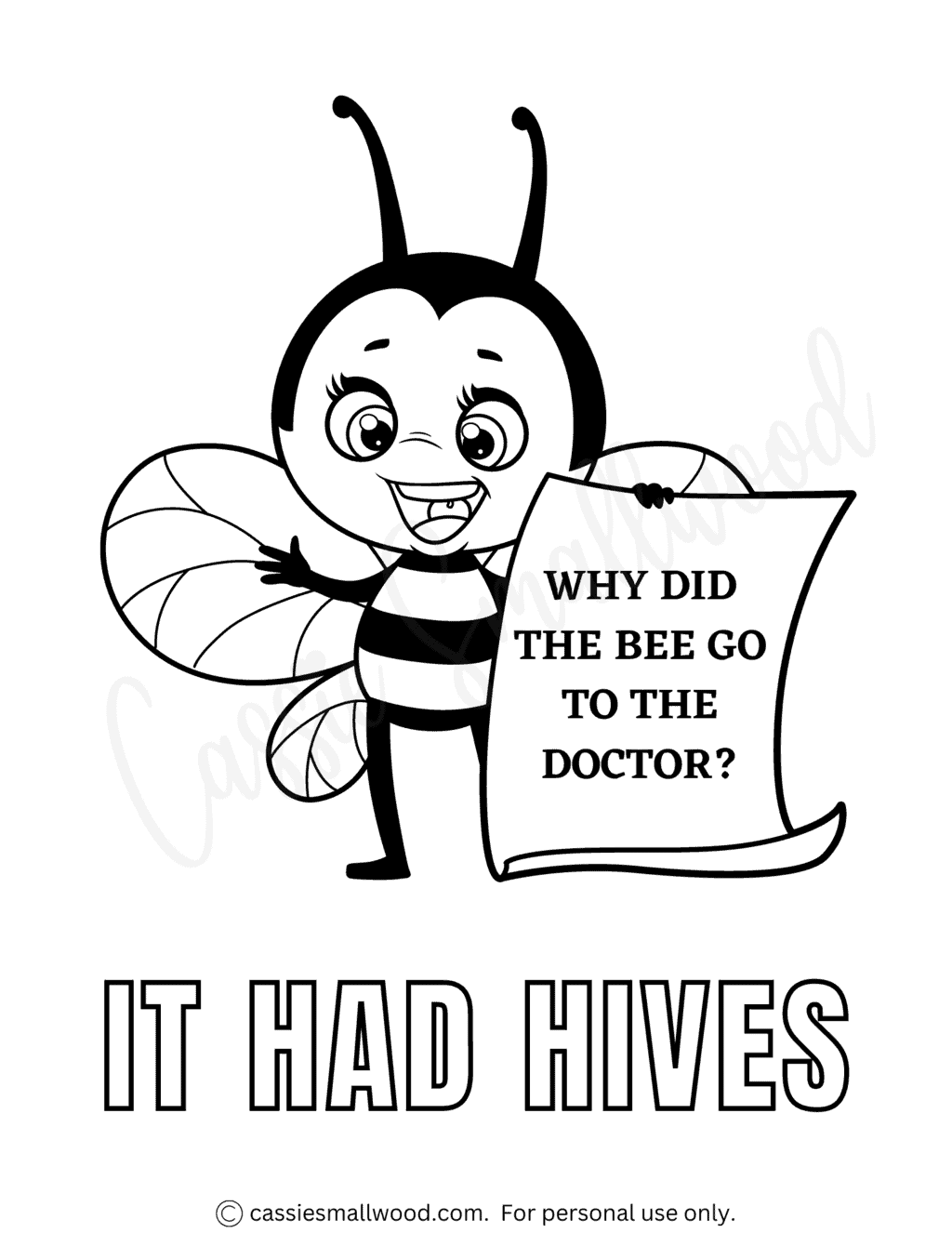 Bee Joke Coloring Page - Cassie Smallwood