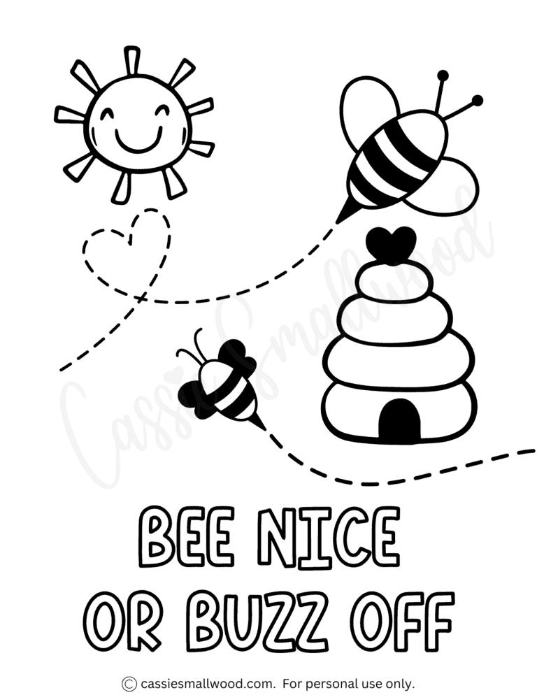 50 Cute Bee Coloring Pages (Free Printable) - Cassie Smallwood