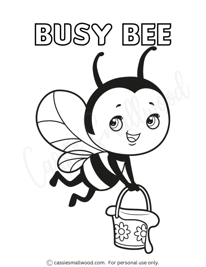 Busy Bee Coloring Page (1) - Cassie Smallwood