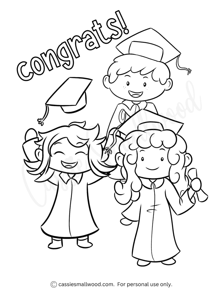 17 Cute Graduation Coloring Pages - Cassie Smallwood