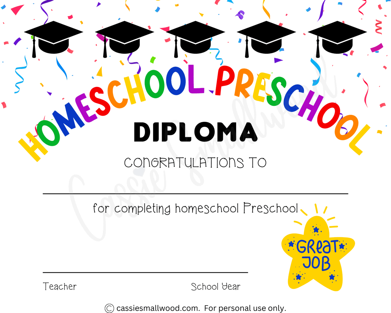 20 Preschool And Kindergarten Graduation Certificates (FREE PRINTABLE ...