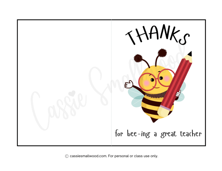 THE BEST Teacher Thank You Cards (21 Free Printables) - Cassie Smallwood