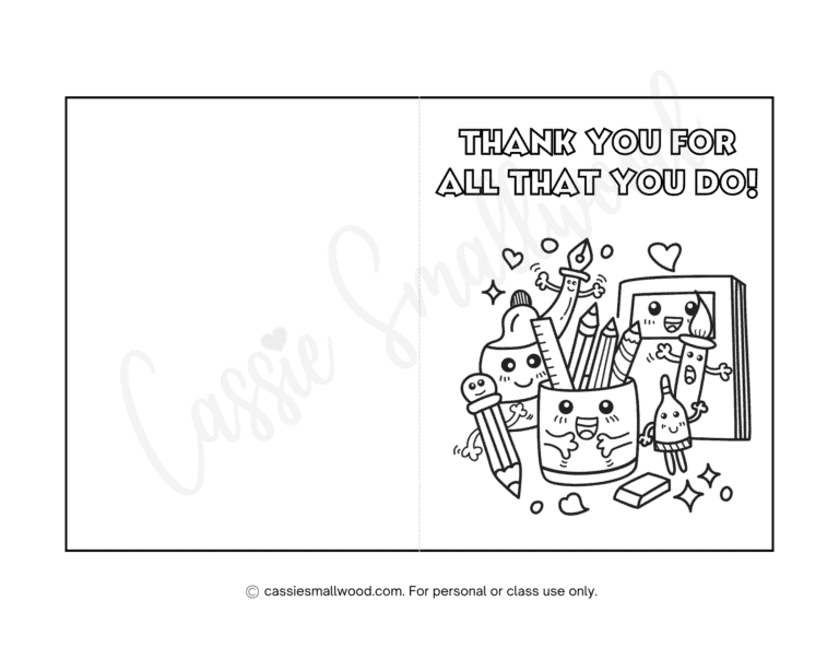 22 Cute Teacher Appreciation Coloring Pages (And Cards!) - Cassie Smallwood
