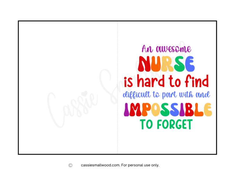 10 Cute Nurse Thank You Cards (Free Printable) - Cassie Smallwood