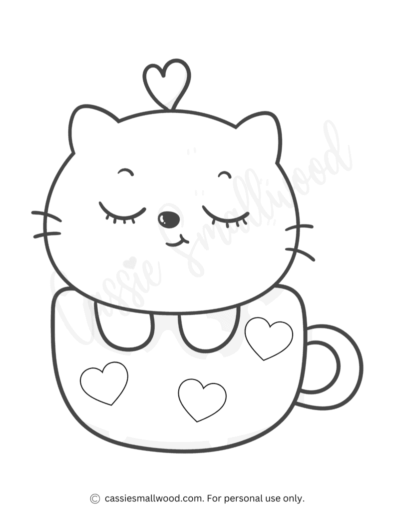 Chibi Cat Coloring Page - Cassie Smallwood