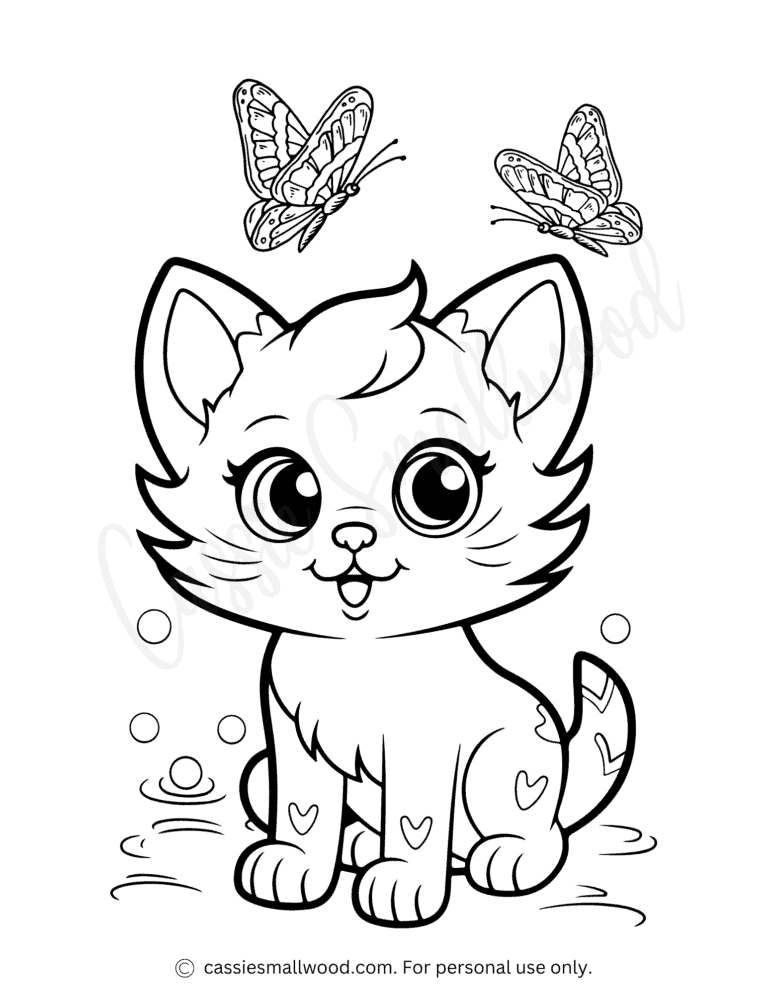 37 Cute Cat Coloring Pages - Cassie Smallwood