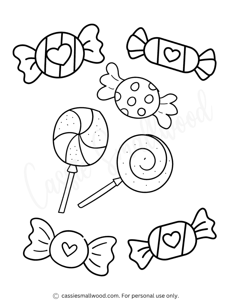 THE CUTEST Candy Coloring Pages - Cassie Smallwood