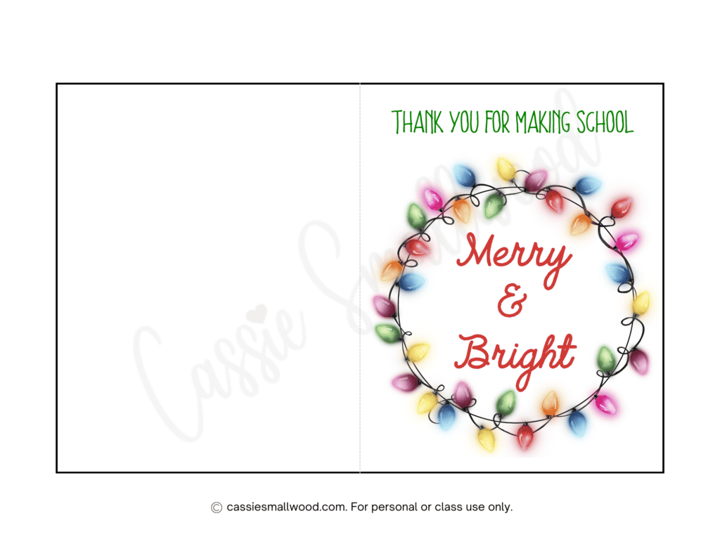Christmas Thank You Teacher Card