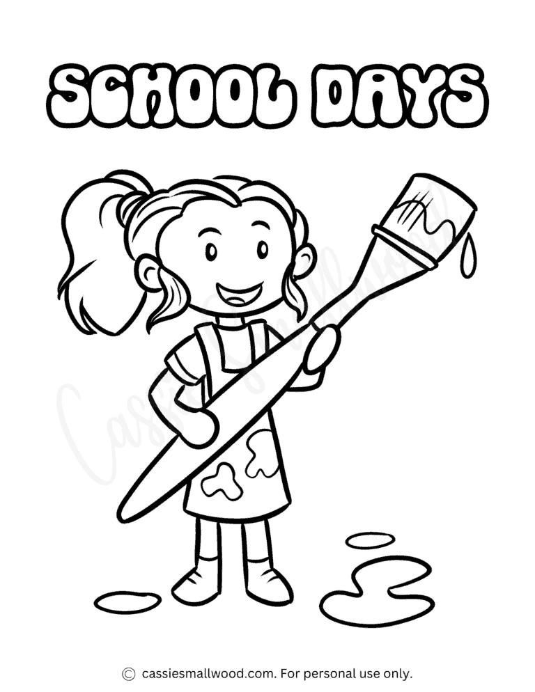 THE CUTEST School Coloring Pages - Cassie Smallwood