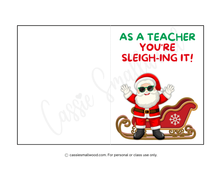 Cute & Funny Teacher Christmas Cards (Free Printable) - Cassie Smallwood