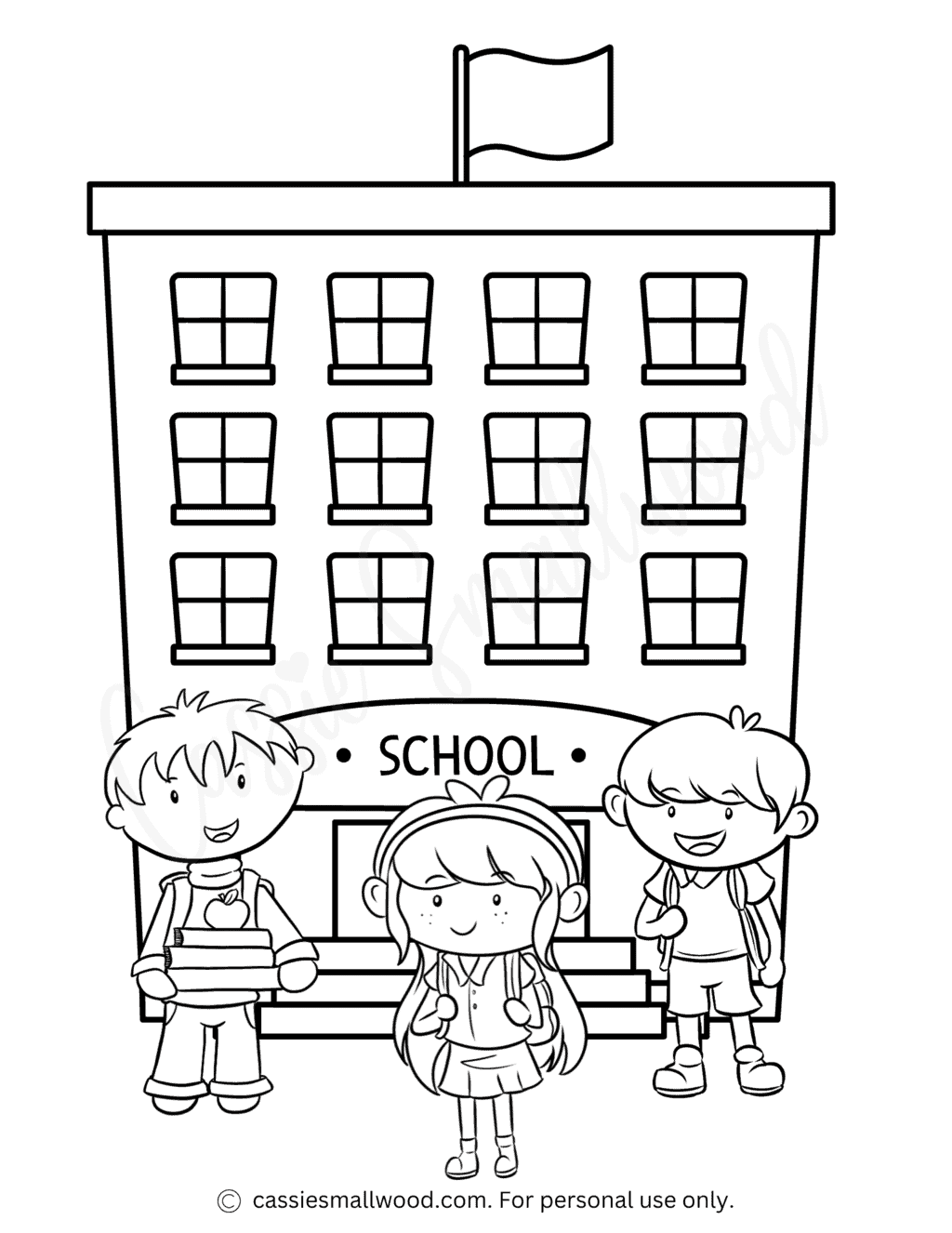 THE CUTEST School Coloring Pages - Cassie Smallwood