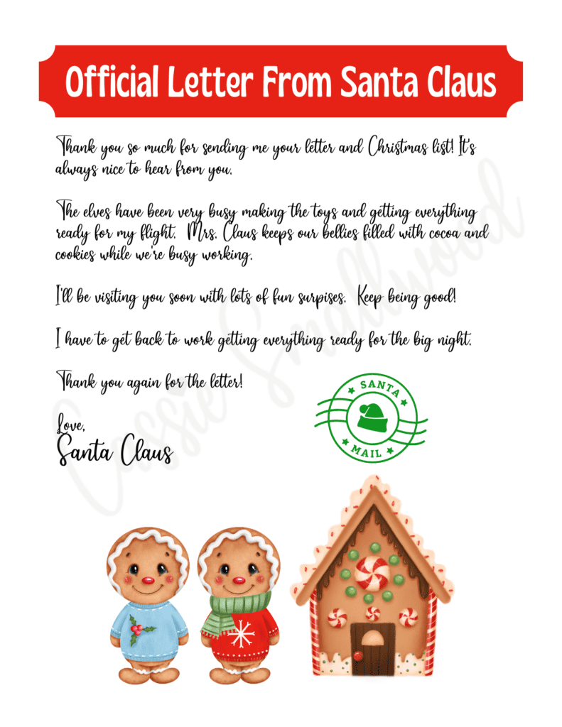 Thank You Santa Letter Template Letter To Santa Christmas Wishlist,
