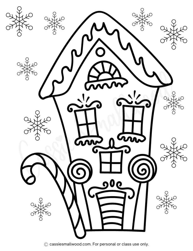 THE CUTEST Gingerbread House Coloring Pages - Cassie Smallwood