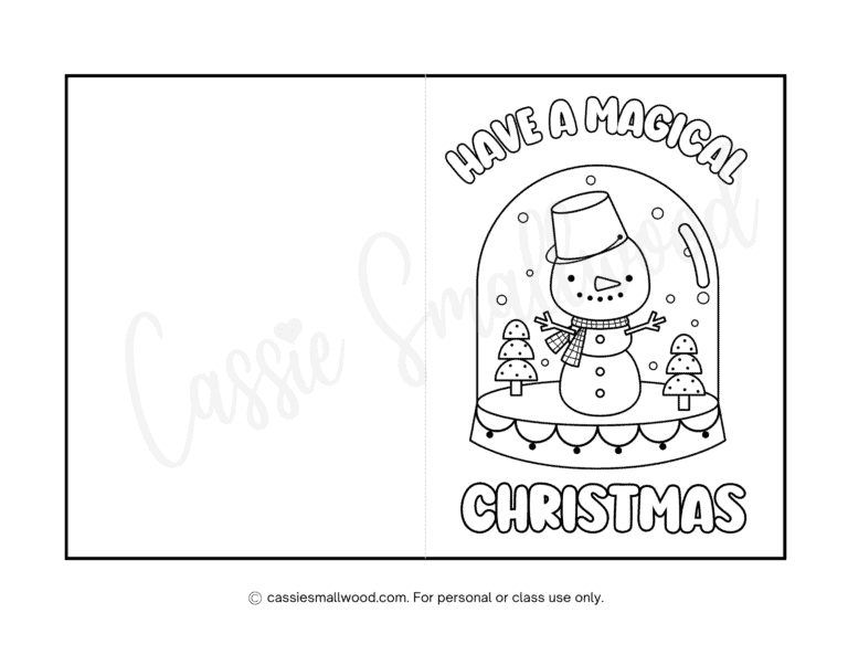 CUTE Christmas Cards To Color - Cassie Smallwood