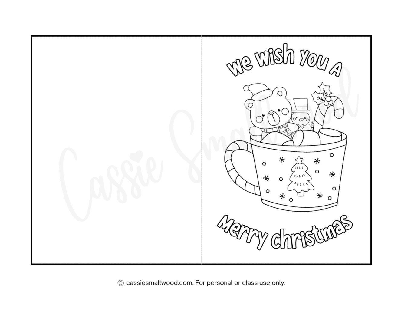 CUTE Christmas Cards To Color - Cassie Smallwood