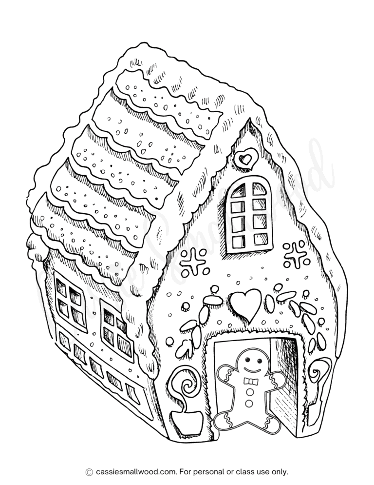 THE CUTEST Gingerbread House Coloring Pages - Cassie Smallwood