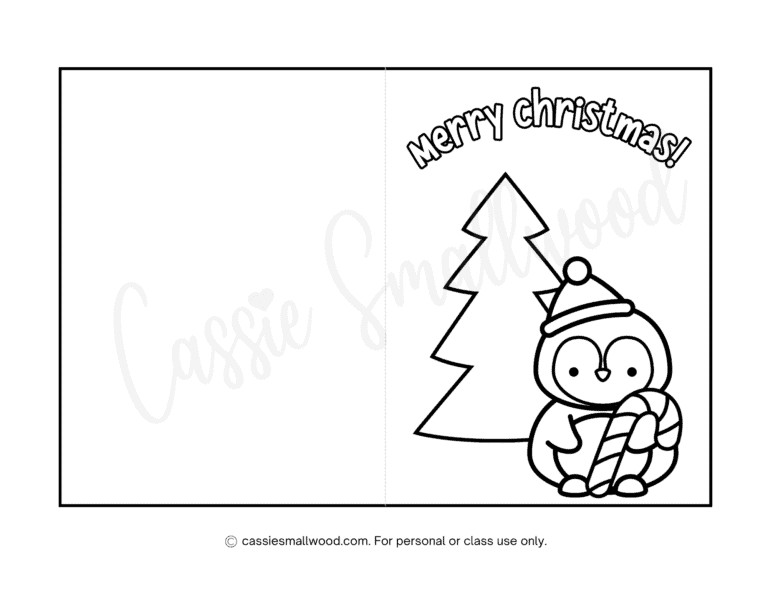 CUTE Christmas Cards To Color - Cassie Smallwood