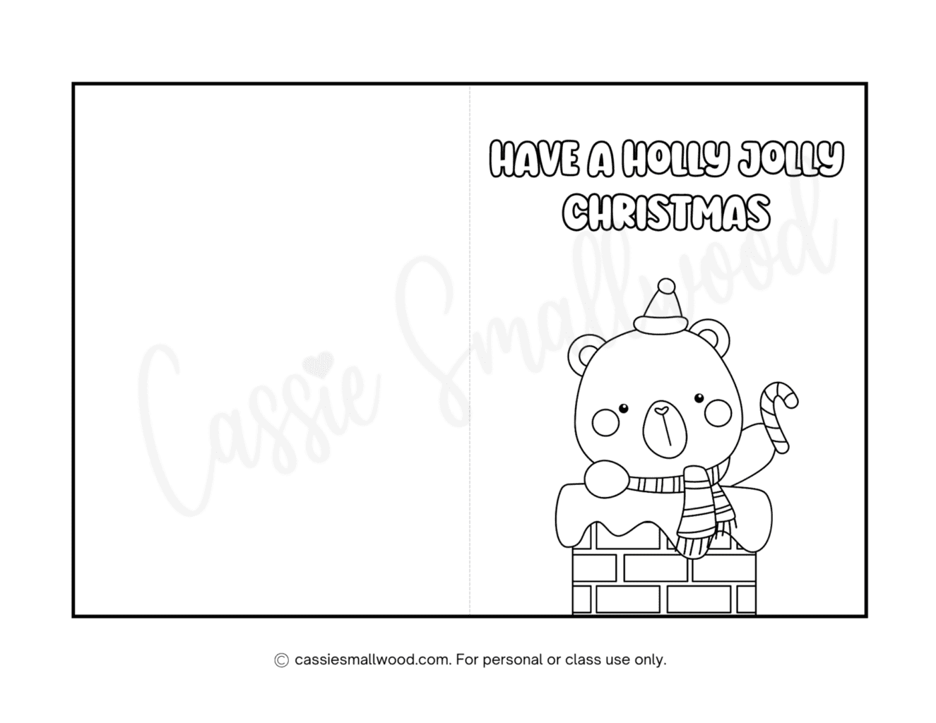 CUTE Christmas Cards To Color - Cassie Smallwood