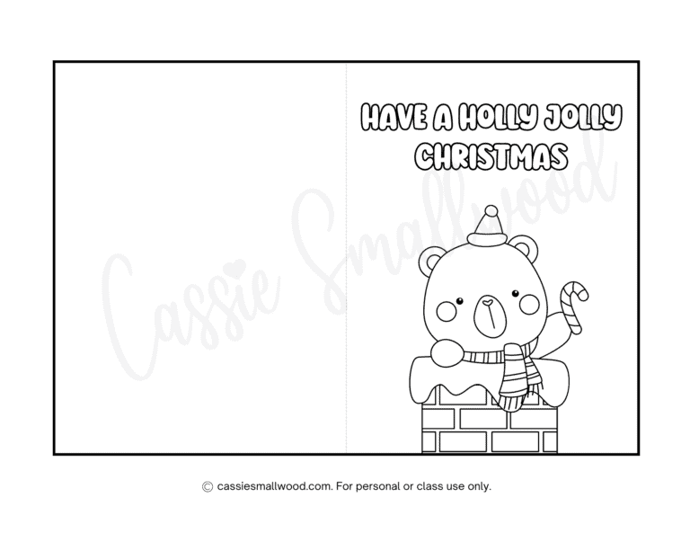 CUTE Christmas Cards To Color - Cassie Smallwood
