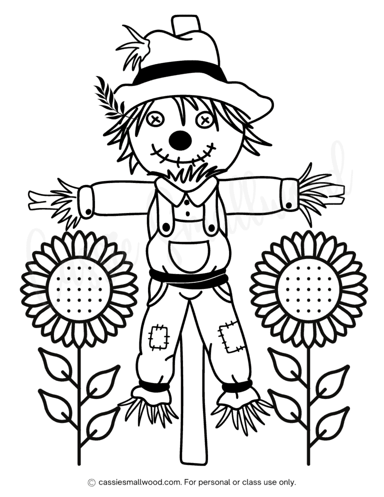 THE BEST Scarecrow Coloring Pages - Cassie Smallwood