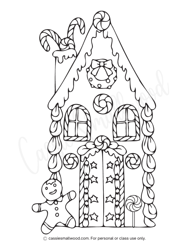Gingerbread Man And House Coloring Page