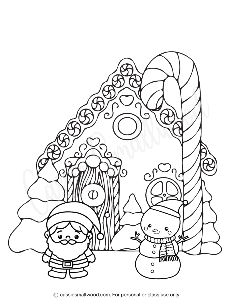 THE CUTEST Gingerbread House Coloring Pages - Cassie Smallwood