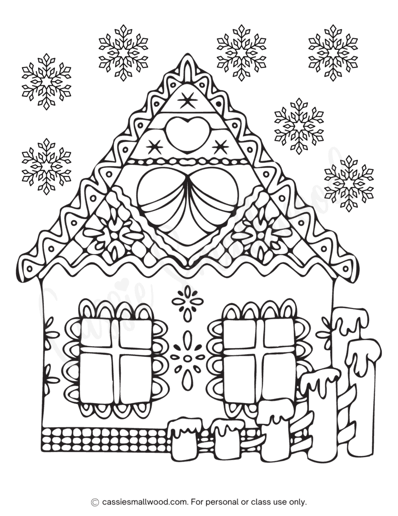THE CUTEST Gingerbread House Coloring Pages - Cassie Smallwood
