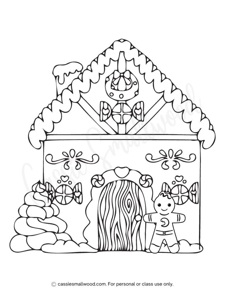 THE CUTEST Gingerbread House Coloring Pages - Cassie Smallwood