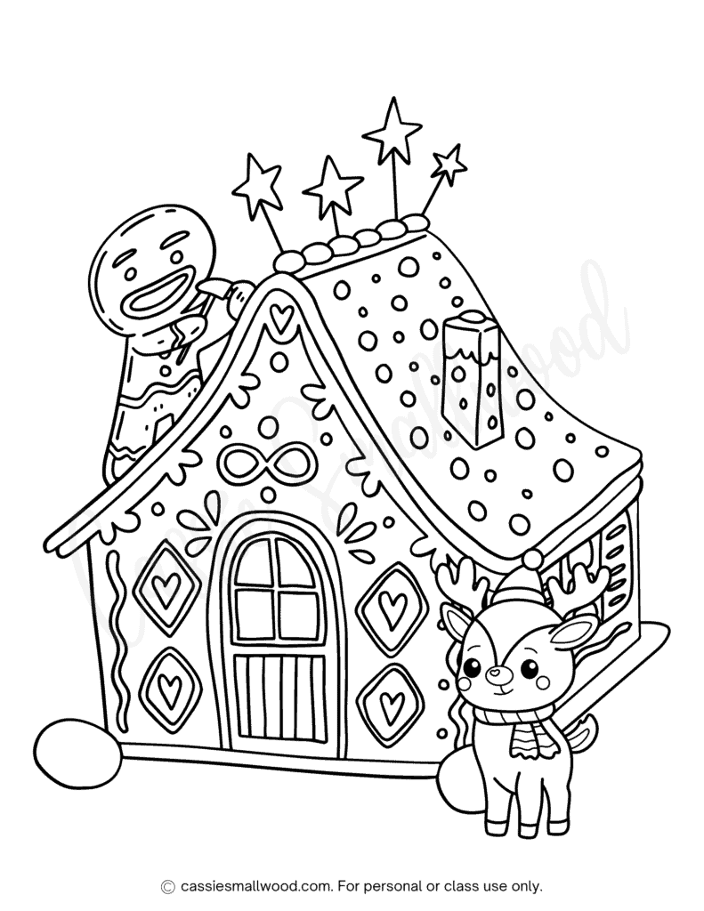 THE CUTEST Gingerbread House Coloring Pages - Cassie Smallwood