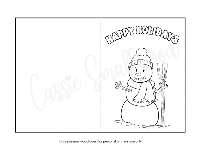 CUTE Christmas Cards To Color - Cassie Smallwood