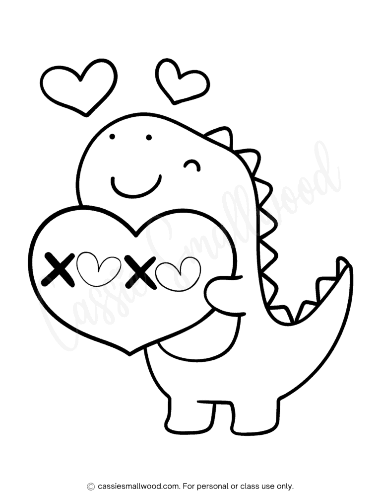 Dinosaur Heart Coloring Page - Cassie Smallwood