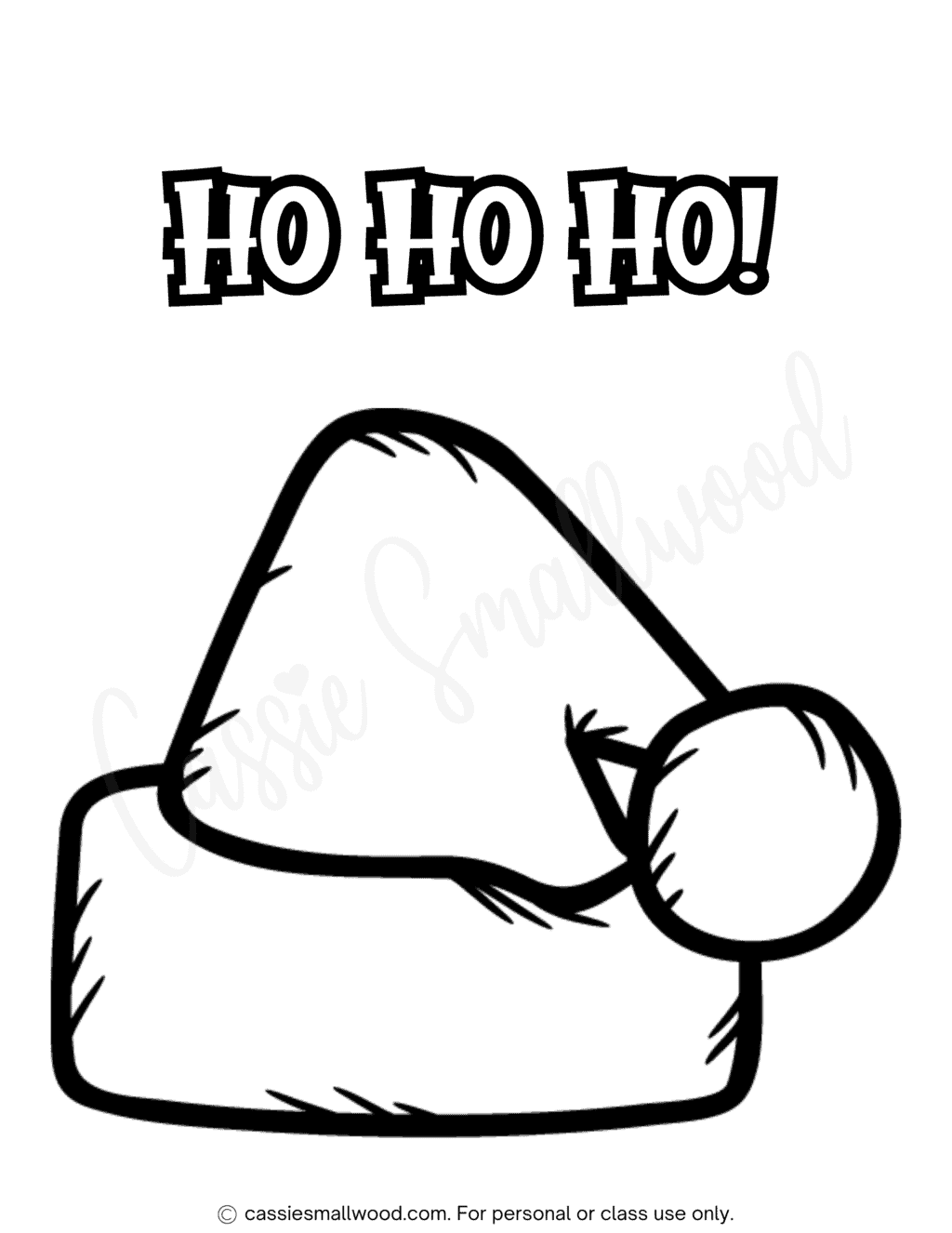 Easy Santa Hat Coloring Page - Cassie Smallwood