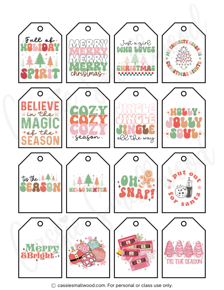 400+ CUTEST Printable Christmas Tags (Free PDF) - Cassie Smallwood