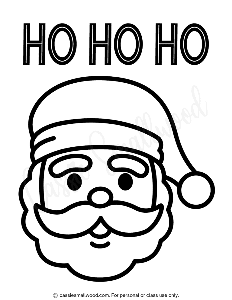 Toddler Santa Face Coloring Page - Cassie Smallwood
