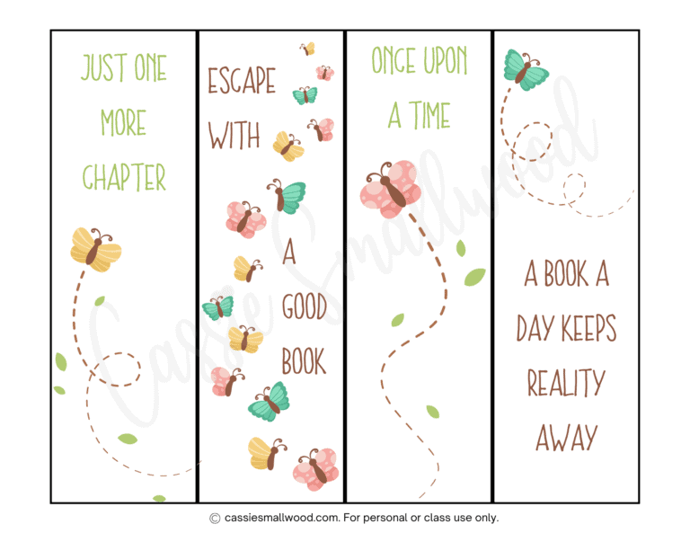 92 CUTE Free Printable Bookmarks - Cassie Smallwood