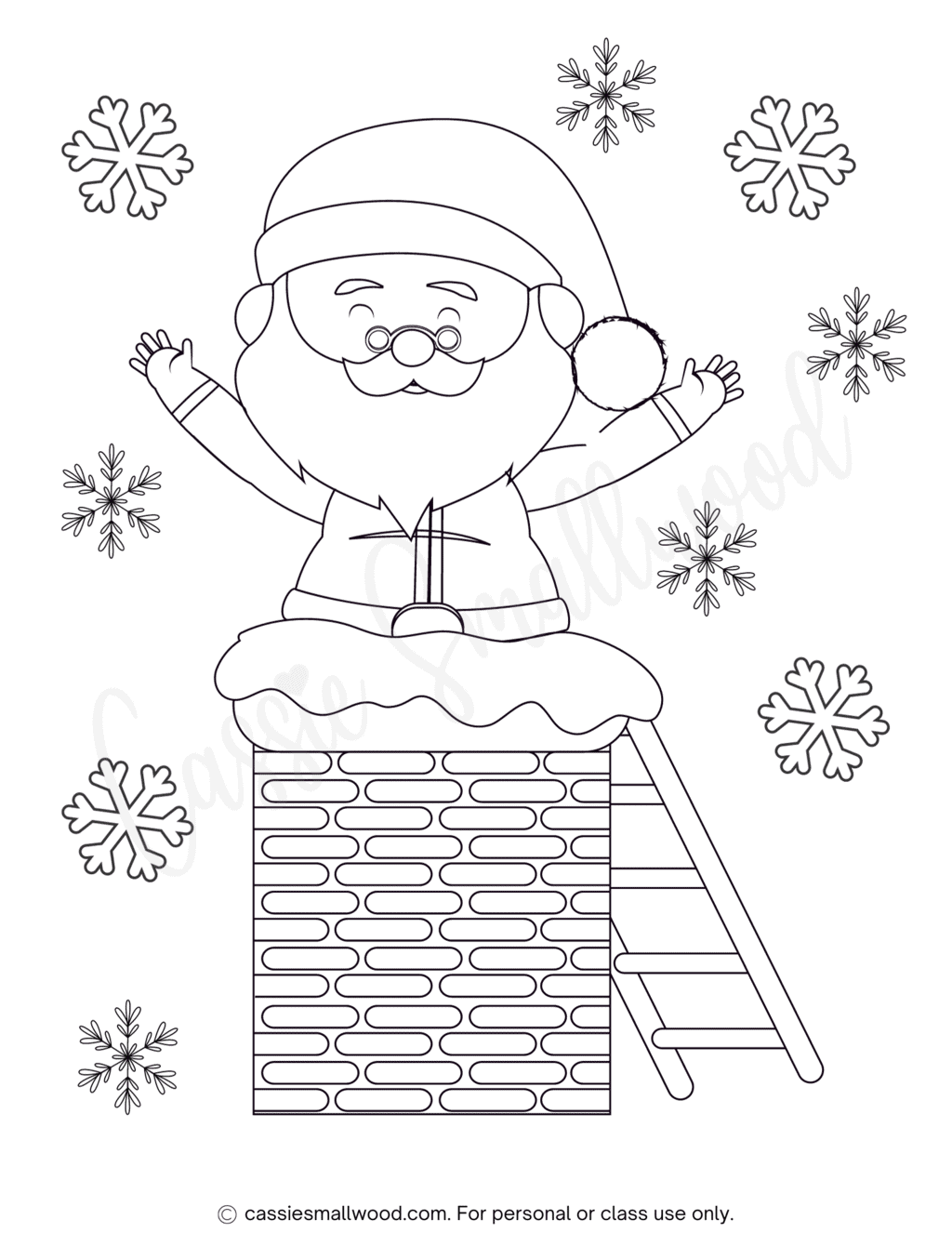 Happy Santa In Chimney Coloring Page - Cassie Smallwood