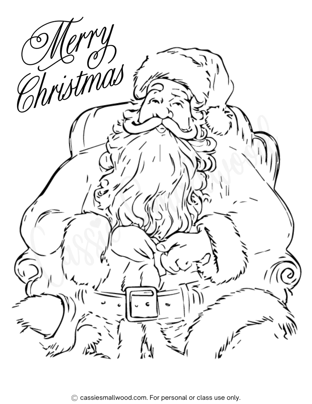 Merry Christmas Santa Coloring Picture - Cassie Smallwood