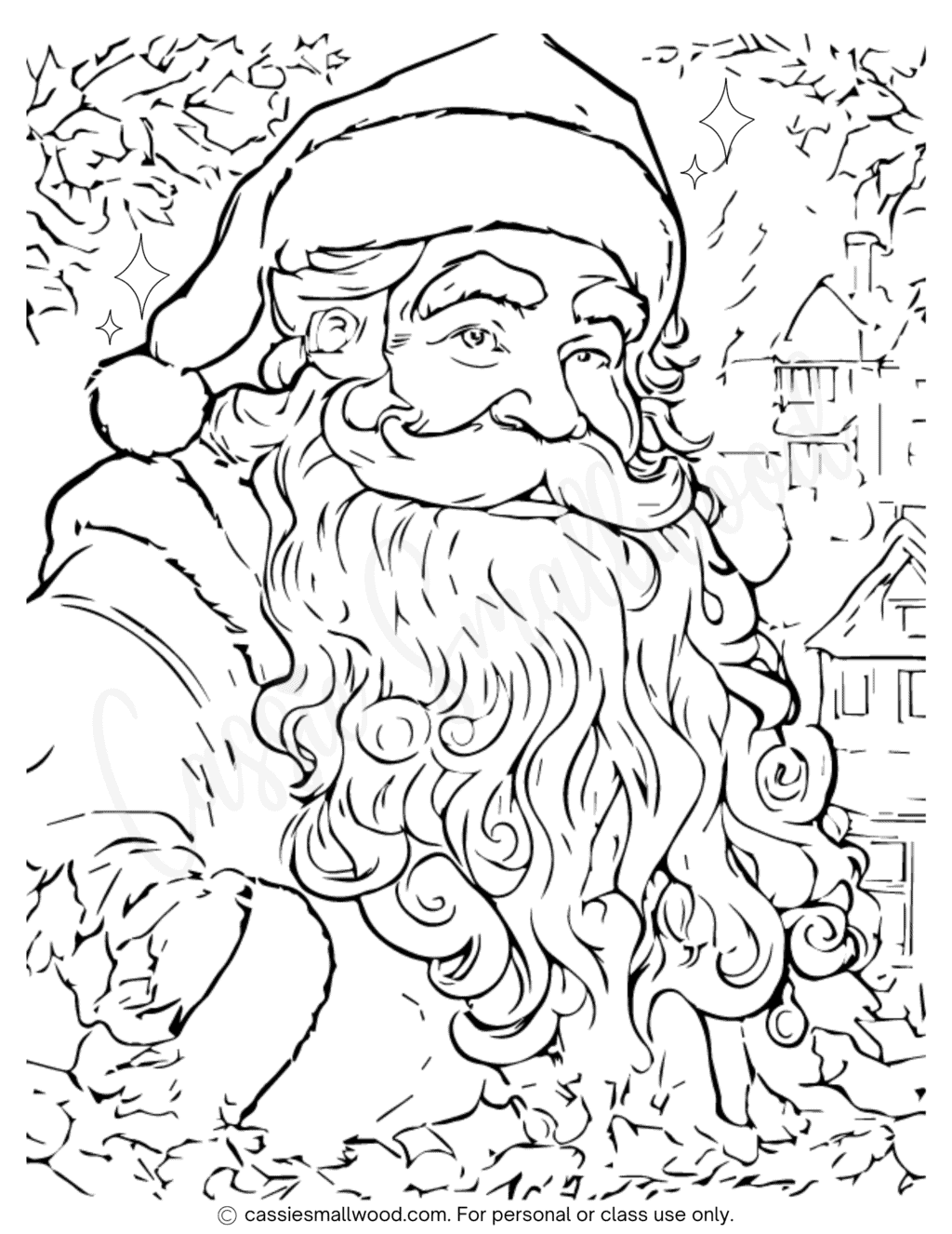 Realistic Santa Coloring Page - Cassie Smallwood