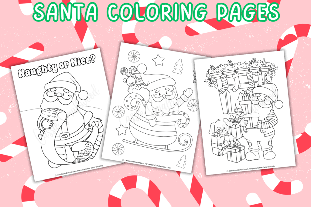 91 CUTEST Santa Coloring Pages - Cassie Smallwood