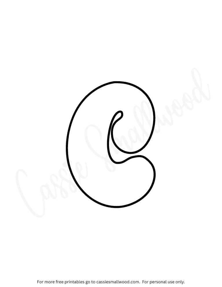 Lowercase Bubble Letter C Coloring Sheet - Cassie Smallwood