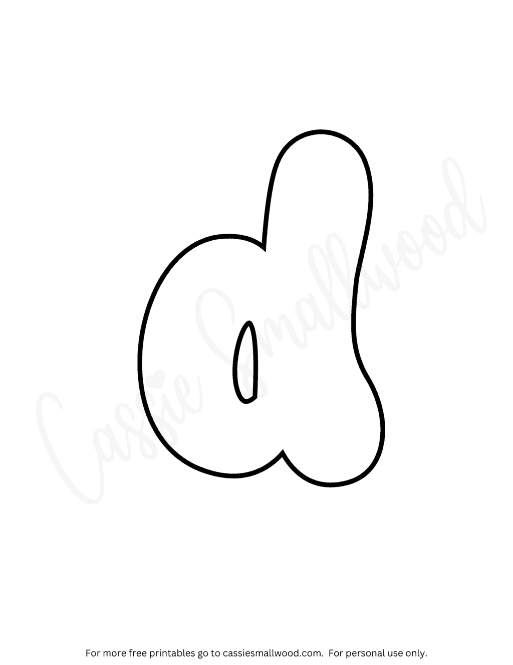 Lowercase Bubble Letter D Coloring Sheet - Cassie Smallwood