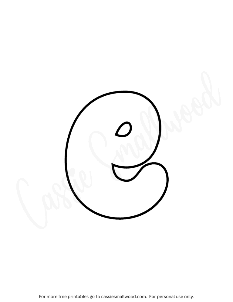 Lowercase Bubble Letter E Coloring Sheet - Cassie Smallwood