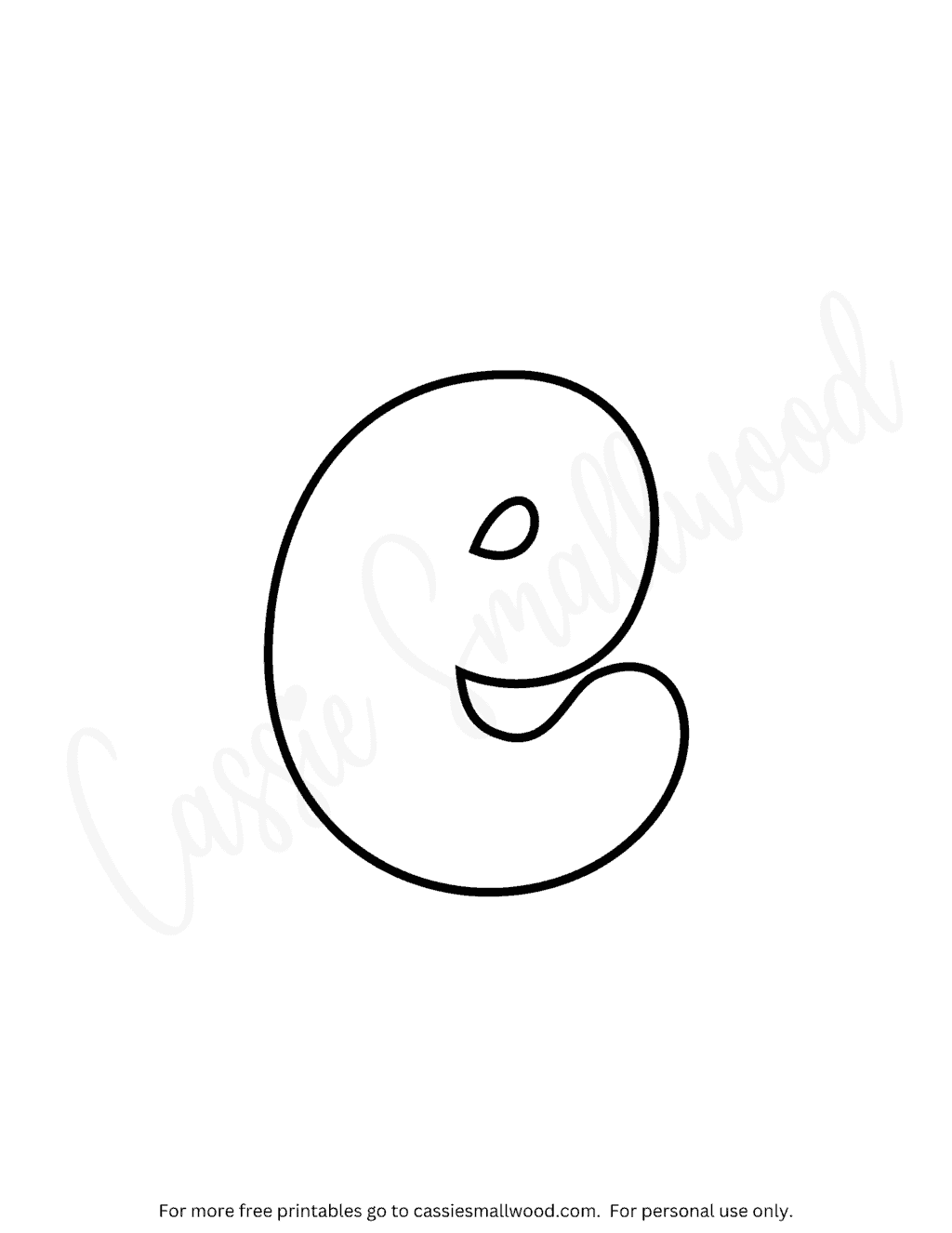 Lowercase Bubble Letter E Coloring Sheet - Cassie Smallwood