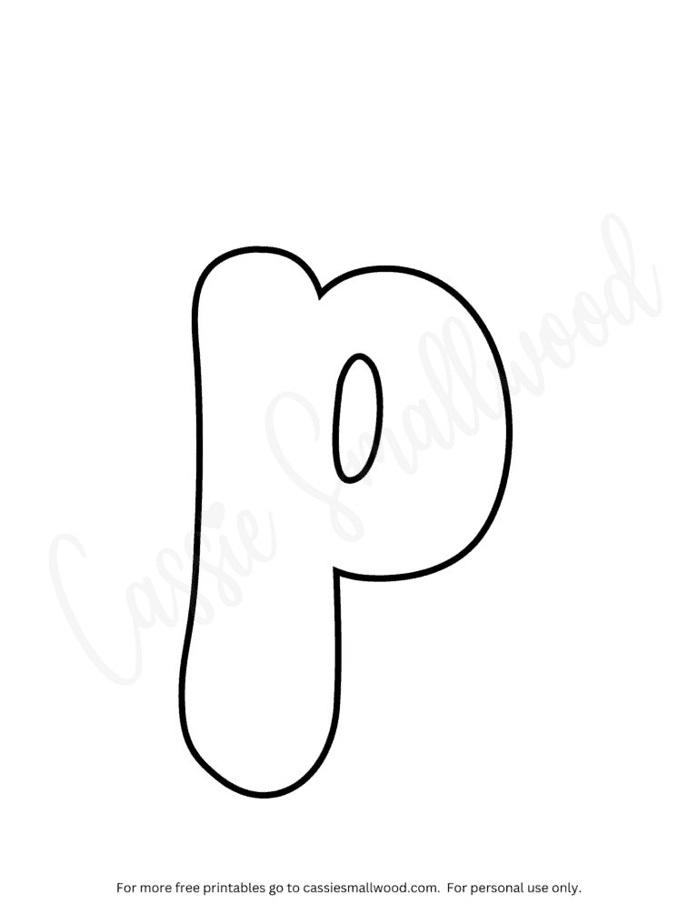 Lowercase Bubble Letter P Coloring Sheet - Cassie Smallwood