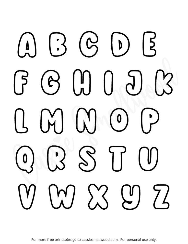 Bubble Letters Coloring Pages (FREE Printable) - Cassie Smallwood