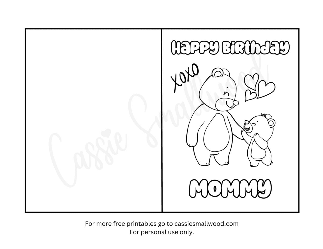 Happy Birthday Mommy Card To Color - Cassie Smallwood