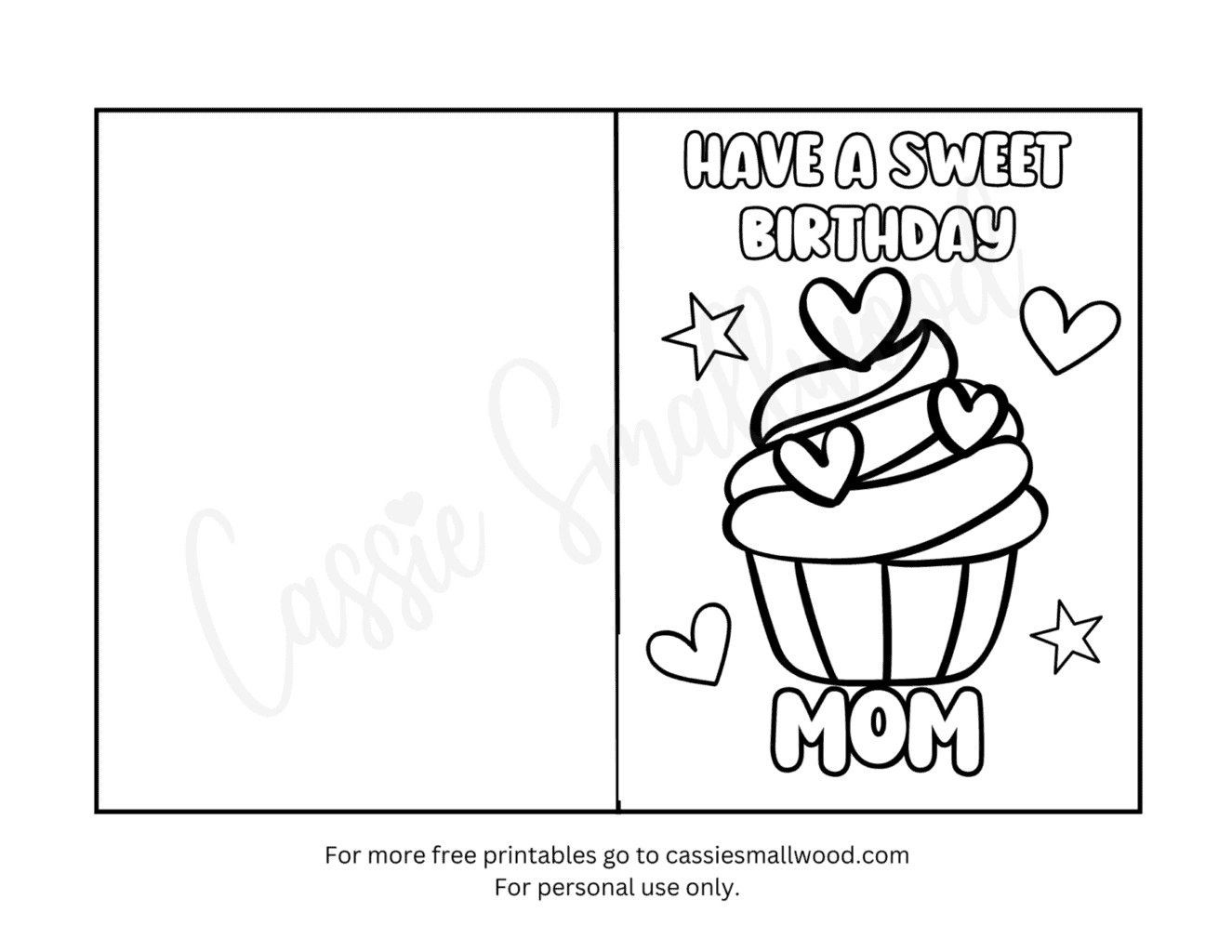 Mom Birthday Coloring Cupcake Card Cassie Smallwood