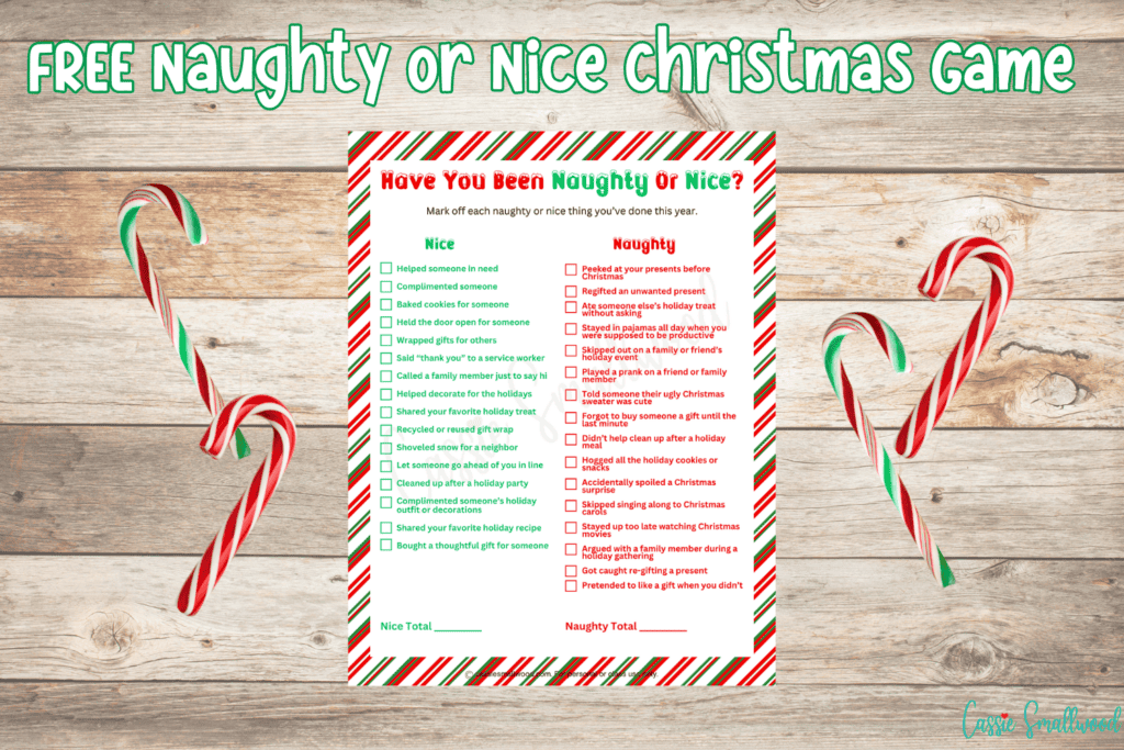 Naughty Or Nice Christmas Game (FREE Printable) - Cassie Smallwood
