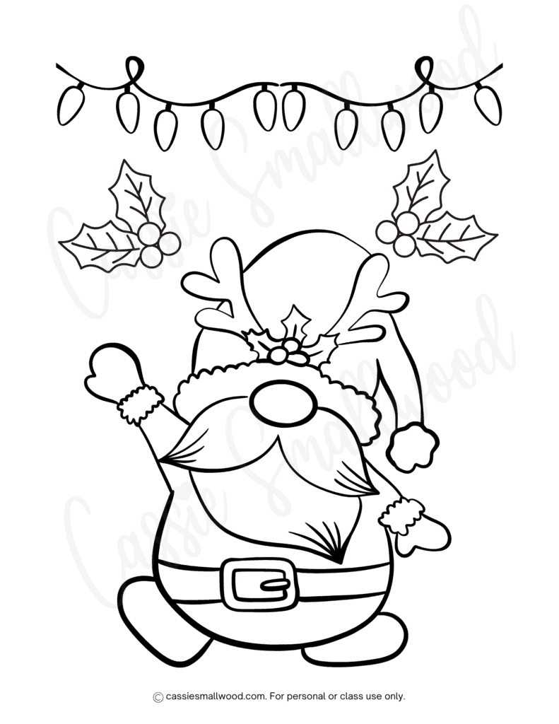 20 CUTE Gnome Coloring Pages - Cassie Smallwood