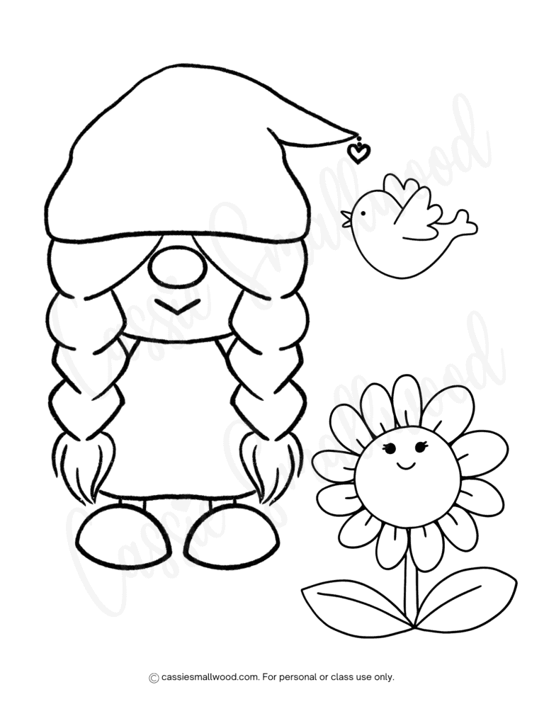 20 CUTE Gnome Coloring Pages - Cassie Smallwood